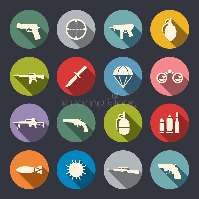 Weapon Icon Set. Vector Illustration Stock Illustration - Illustration ...