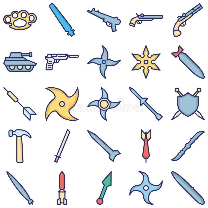 Mobile Weapon Isolated Vector Icon Set Every Single Icon Can Easily ...