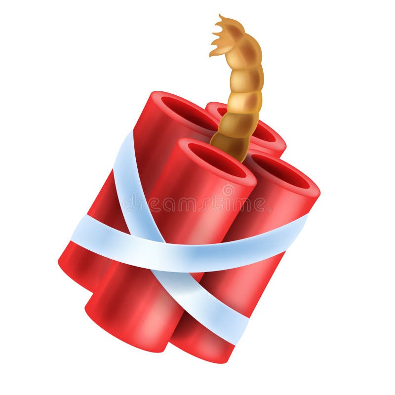 3D Dynamite Game Icon, Vector Red Firecracker Petard Isolated on White ...