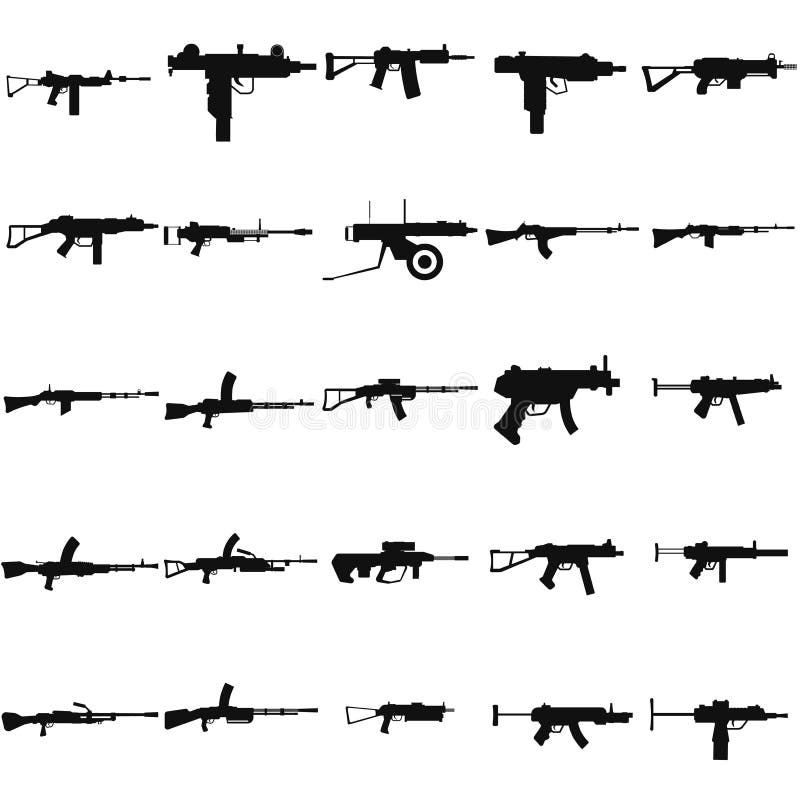 Weapon, Machine Gun Colored Icons. Element of Military Illustration ...