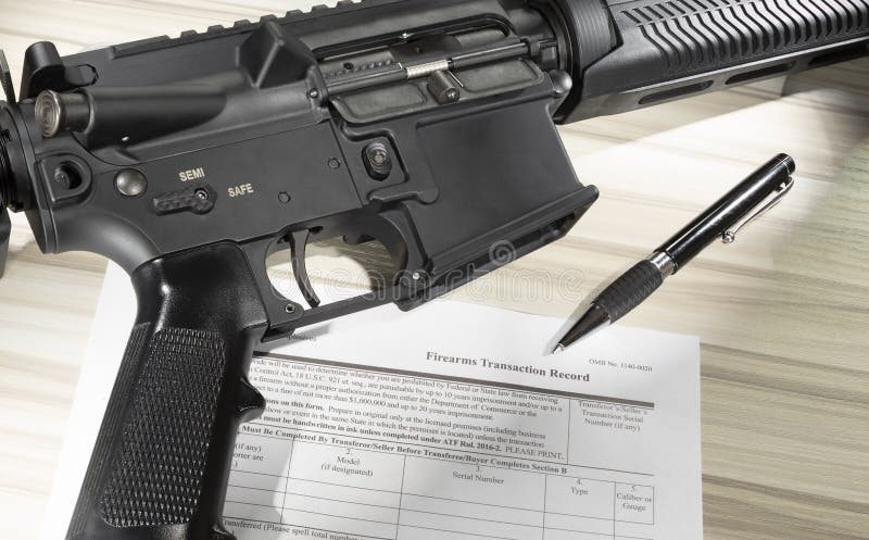 Public Domain Background Check Form with an Assault Rifle Stock Image ...