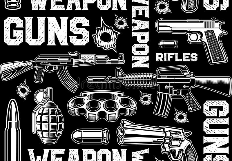 Weapon seamless pattern stock vector. Illustration of army - 221071290