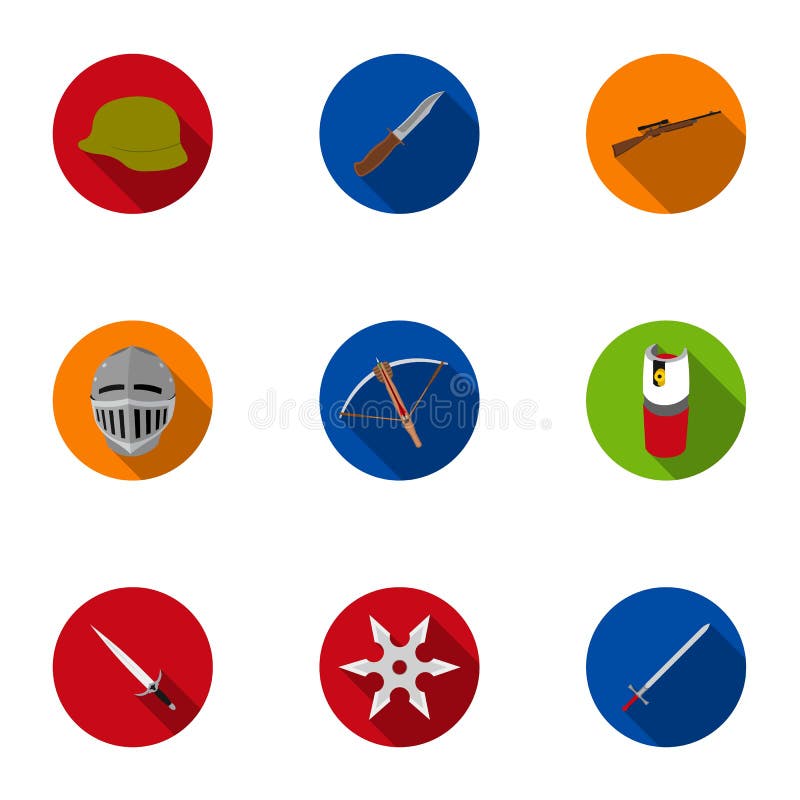 Weapon Set Icons In Flat Style. Big Collection Of Weapon Symbol Stock ...