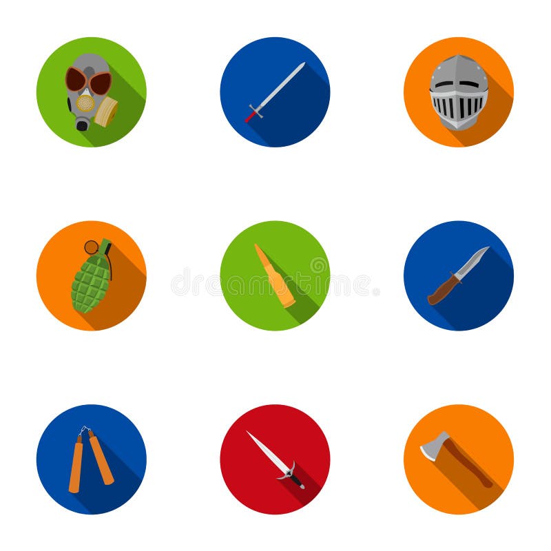 Weapon Set Icons in Flat Style. Big Collection of Weapon Symbol Stock ...
