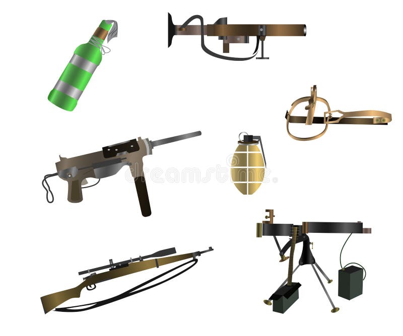 The weapon set 2 stock vector. Illustration of machine - 206673142