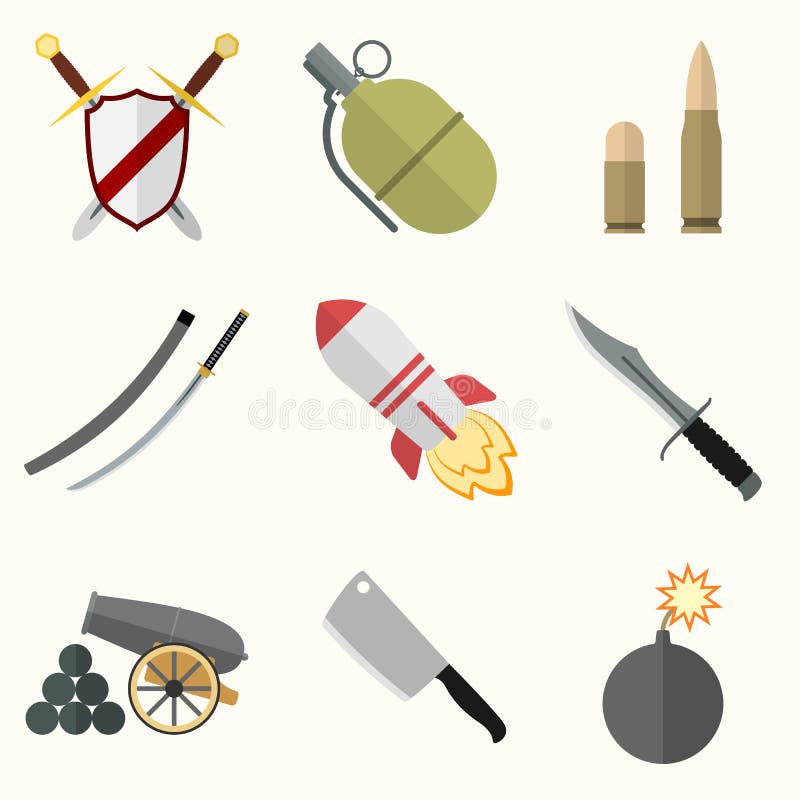 Weapon vector icon set stock vector. Illustration of collection - 36044705