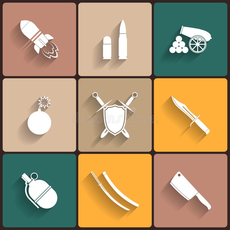 Weapon vector icon set stock vector. Illustration of design - 36044733