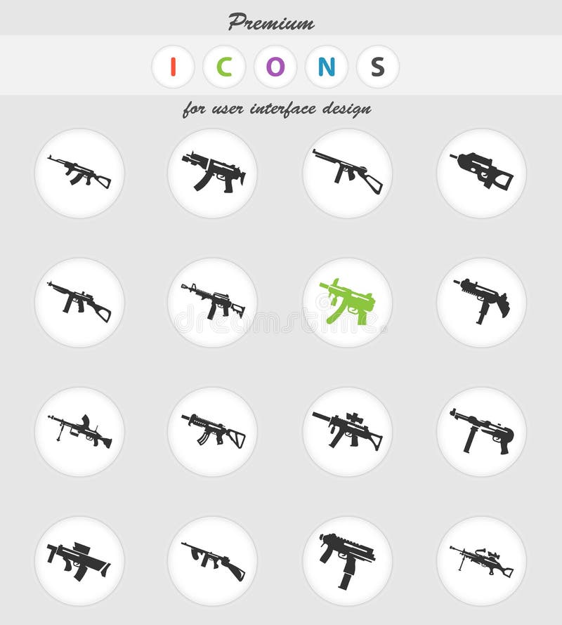 Weapon icon set stock vector. Illustration of magazine - 123121997