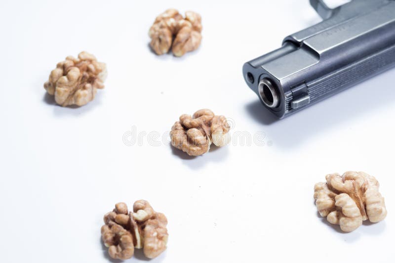 Weapons and Brains. Muzzle Pistol and Brains Stock Image - Image of ...