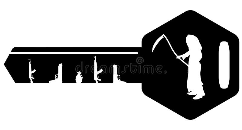 Weapons and Death on the Key Stock Illustration - Illustration of ...