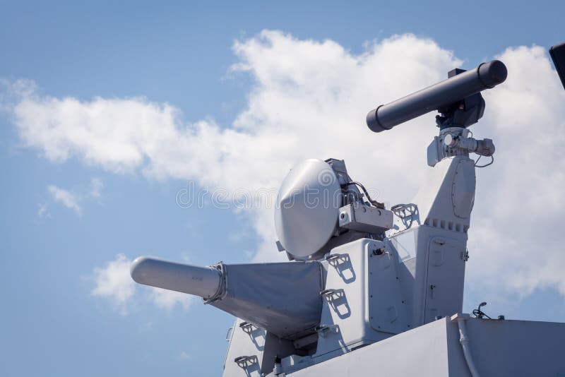 Weapons on the Deck of a Military Ship. Weapon System for Defense Stock ...