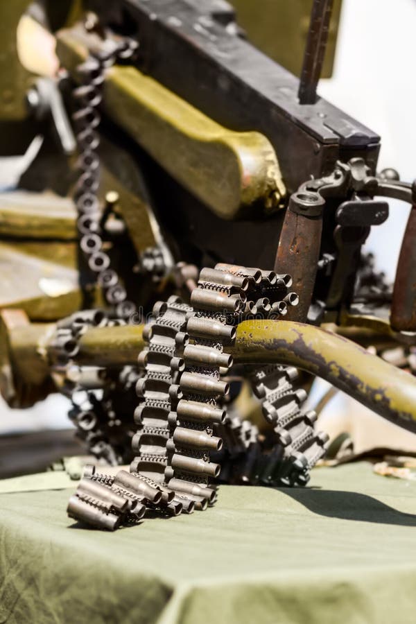 Weapons of Destruction. a Machine Gun and Bullet Rounds. Stock Image ...