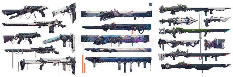 Weapons for Games 2D View AI Generated Stock Image - Image of weapons ...