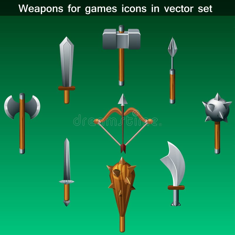 Weapons for Games Icons Vector Set Stock Vector - Illustration of ...