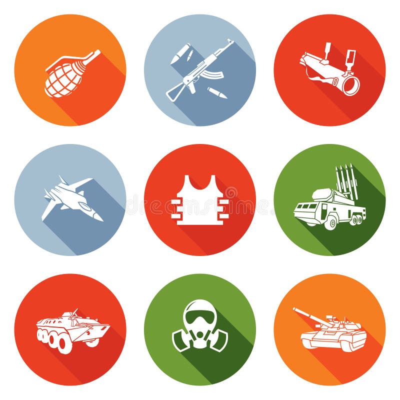 Weapons Icons Set. Vector Illustration. Stock Vector - Illustration of ...