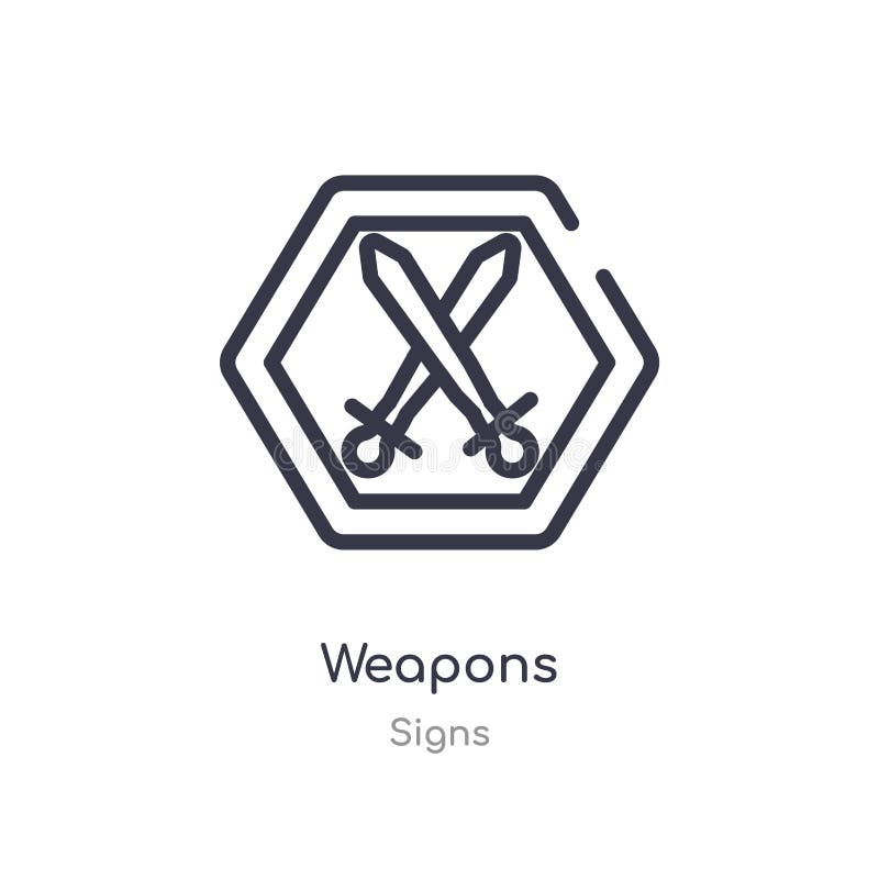 Pistol Outline Icon. Isolated Line Vector Illustration from Army ... Pistol Outline Icon. Isolated Line Vector Illustration from Army ...