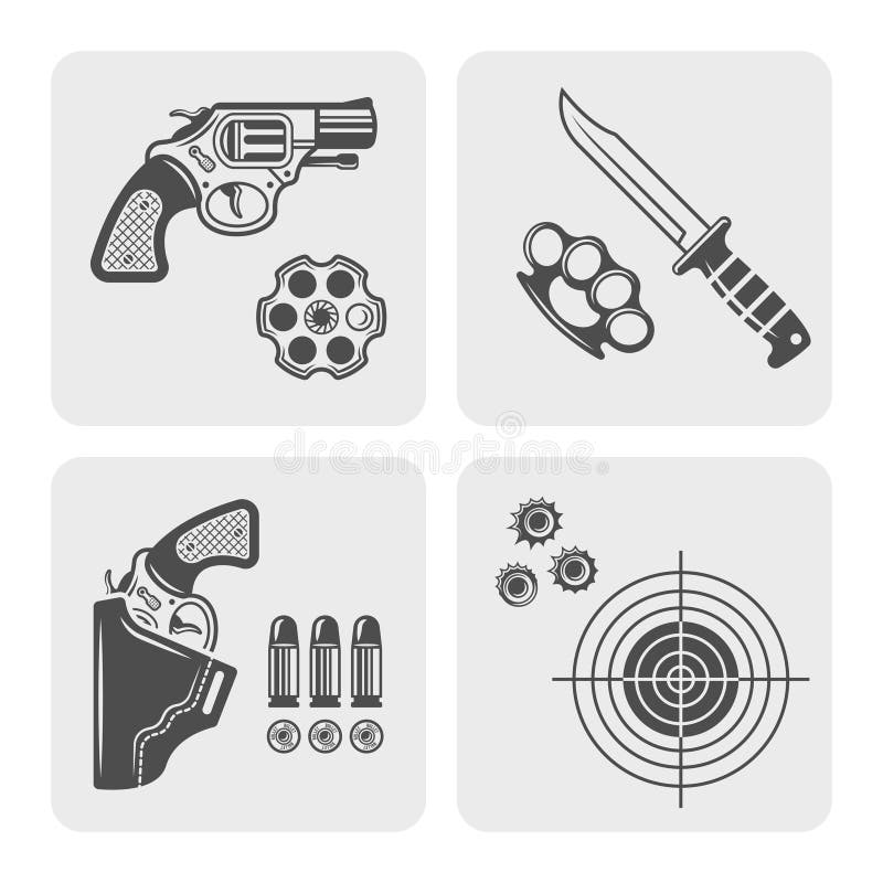 Weapons, Shooting Range, Gun Shop Black Elements Stock Vector ...