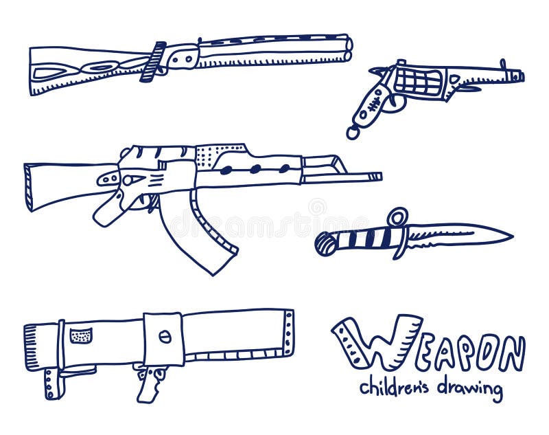 Weapons sketch. stock vector. Illustration of sketch - 74018208