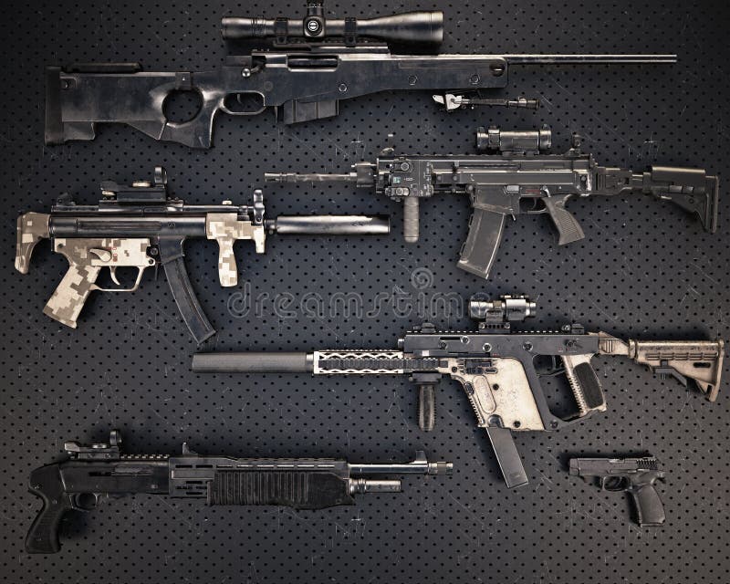 Weapons Stash Collection of Assorted Lethal Firearms Stock Illustration ...