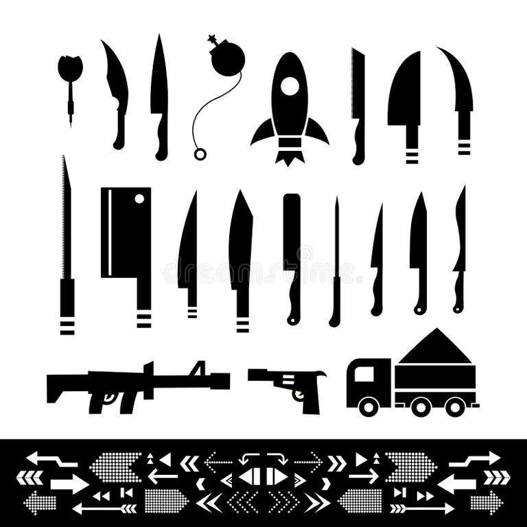 Weapons symbol set stock vector. Illustration of sign - 51197432
