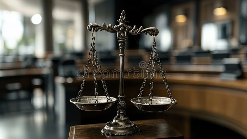 Weapons Vs Justice Balancing Scales in a Courthouse Setting Symbolic ...