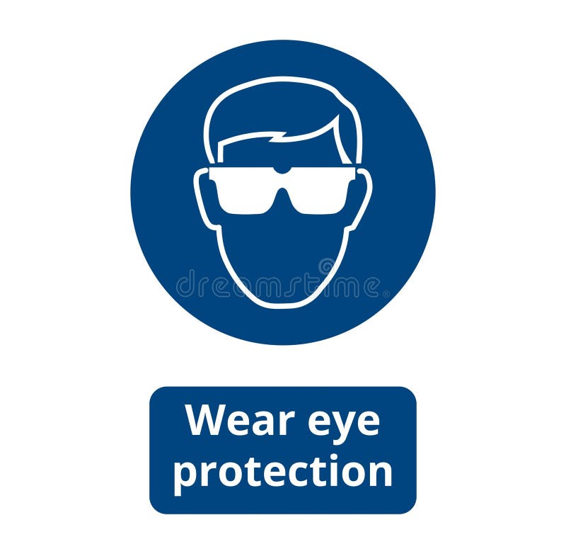 Wear Eye Protection Symbol with Label Stock Vector - Illustration of ...