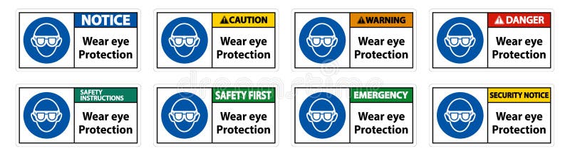 Wear Eye Protection on White Background Stock Vector - Illustration of ...