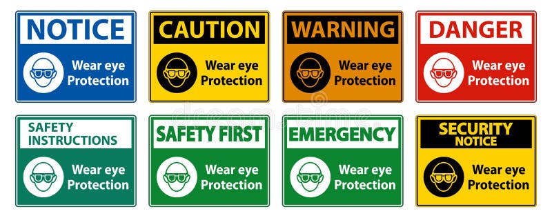 Wear Eye Protection on White Background Stock Vector - Illustration of ...