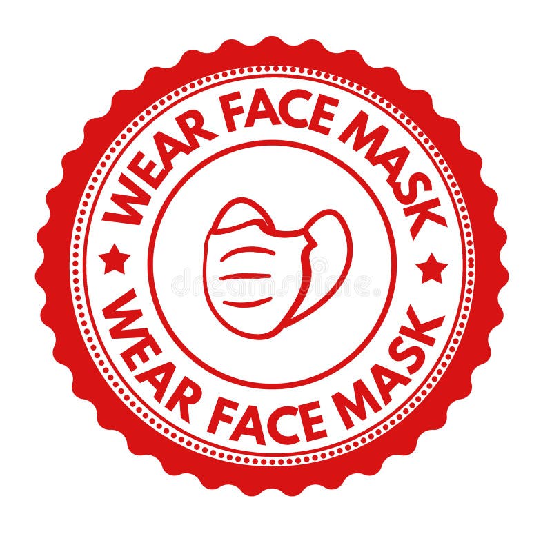 WEAR FACE MASK Red Sign Isolated on White Background Stock Illustration ...