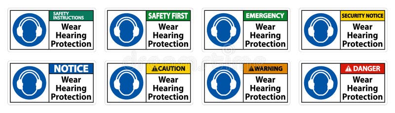 Wear Hearing Protection Sign on White Background Stock Vector ...