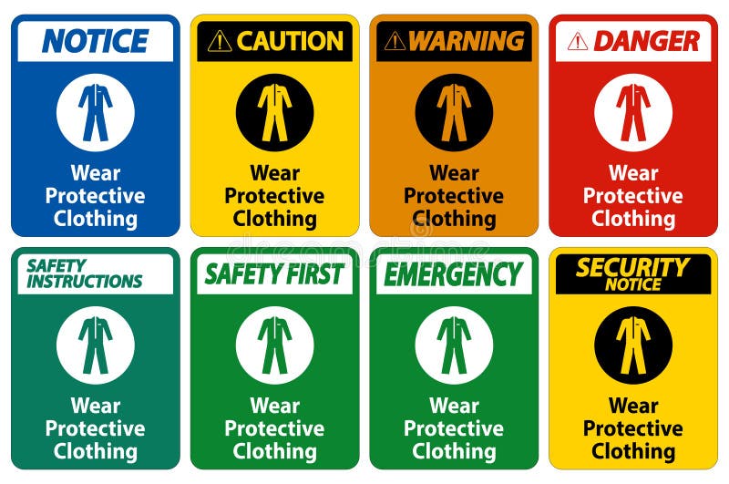 Wear Protective Clothing Sign on White Background Stock Vector ...