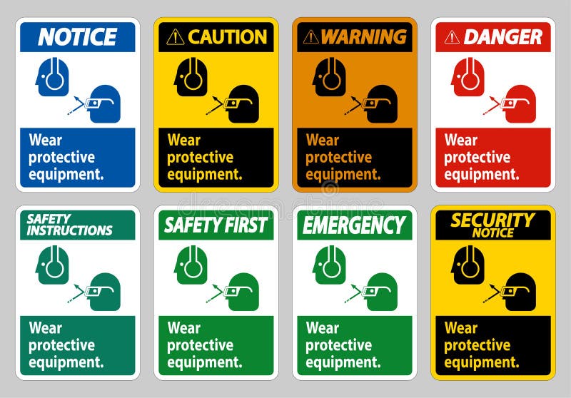 Wear Protective Equipment with Goggles and Glasses Graphics Stock ...