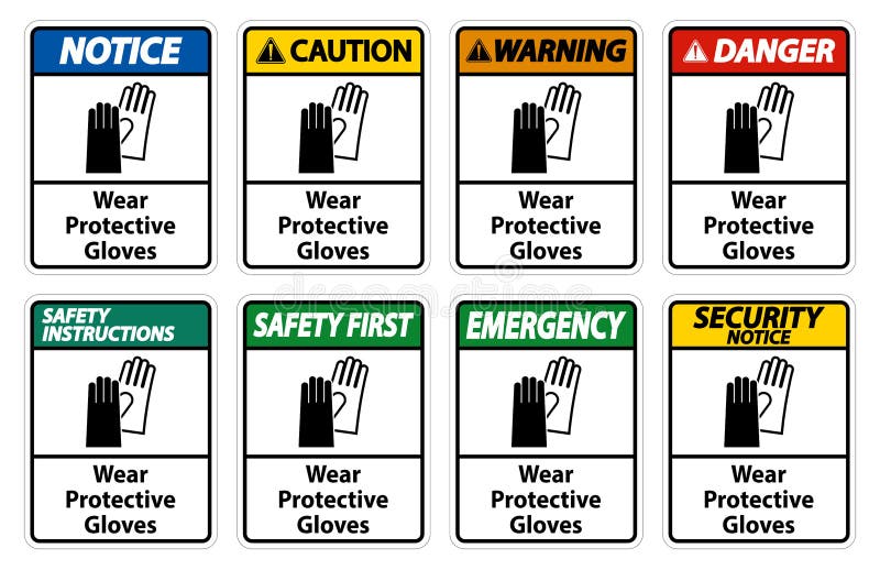 Wear Protective Gloves Sign on White Background Stock Vector ...