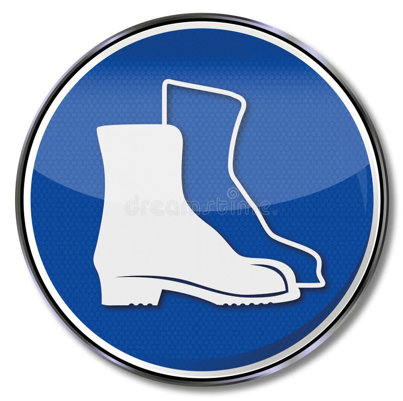 Safety Shoes and Vest Required with PPE Symbols on White Background ...
