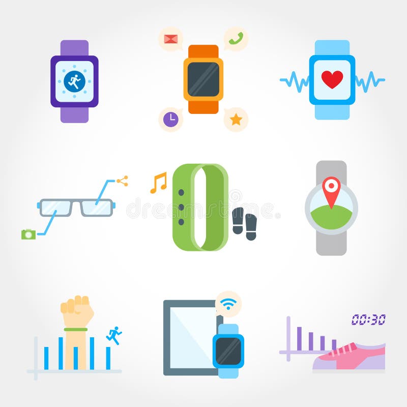 Wearable Device Flat Design Icon Stock Illustration - Illustration of ...