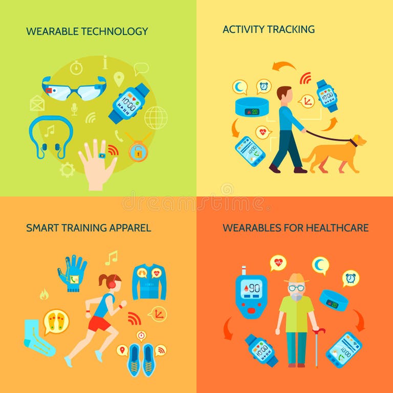 Wearable Gadgets Concept Icons Set Stock Vector - Illustration of ...