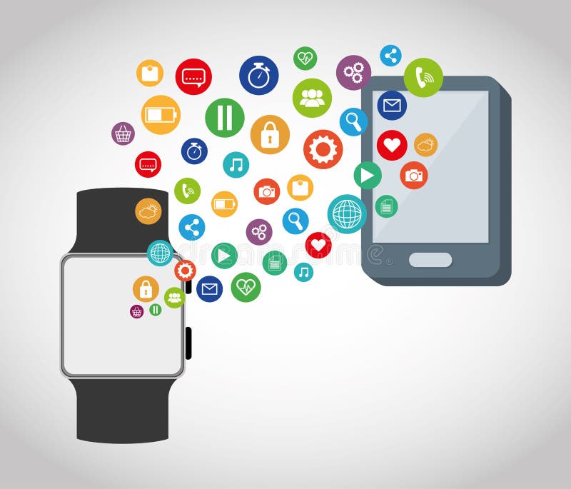 Wearable mobile technology stock vector. Illustration of phone - 80259665