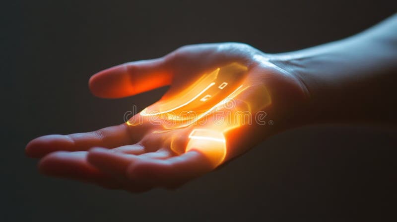 Wearable Smart Device Projected on Hand Future Tech Innovation Stock ...