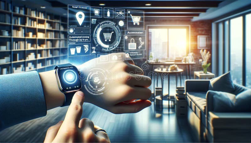 Wearable Smartwatch Interface with Holographic Projection Stock ...