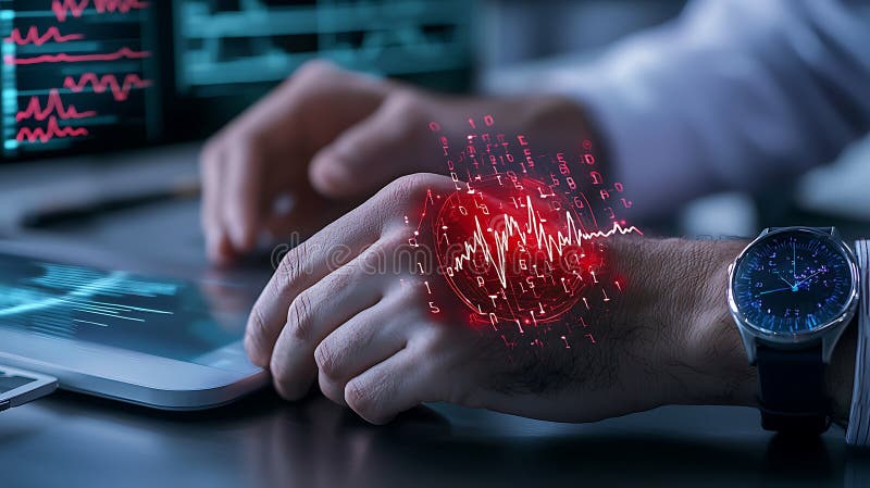 Wearable Tech for Visualizing ECG and Stress Levels Stock Illustration ...