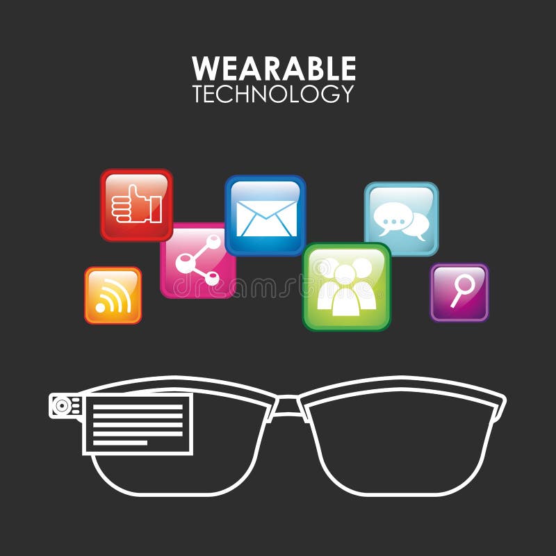 Wearable Technology Applications Icons Stock Vector - Illustration of ...