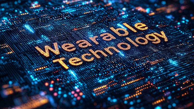 Wearable Technology Concept with Digital Circuitry Background Stock ...