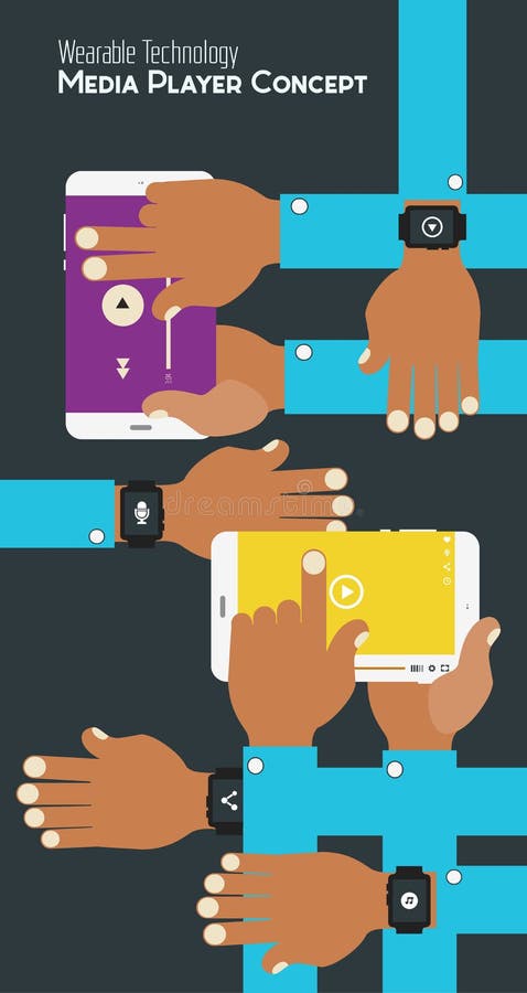 Wearable Technology Concept. Media Player Stock Vector - Illustration ...