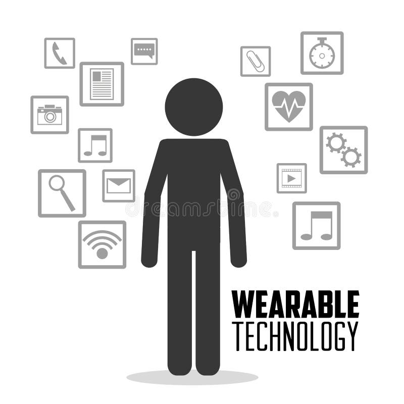 Wearable Technology Person Media Icons Stock Vector - Illustration of ...