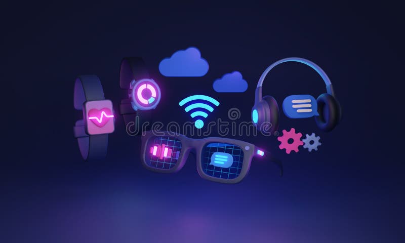 Wearable Technology and Smart Technological Devices 3D Illustration ...