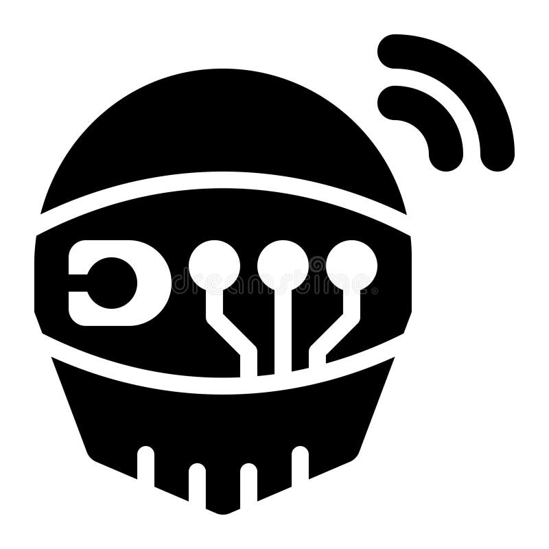 Smart Helmet, Wearable Technology Glyph Solid Icon Stock Image ...