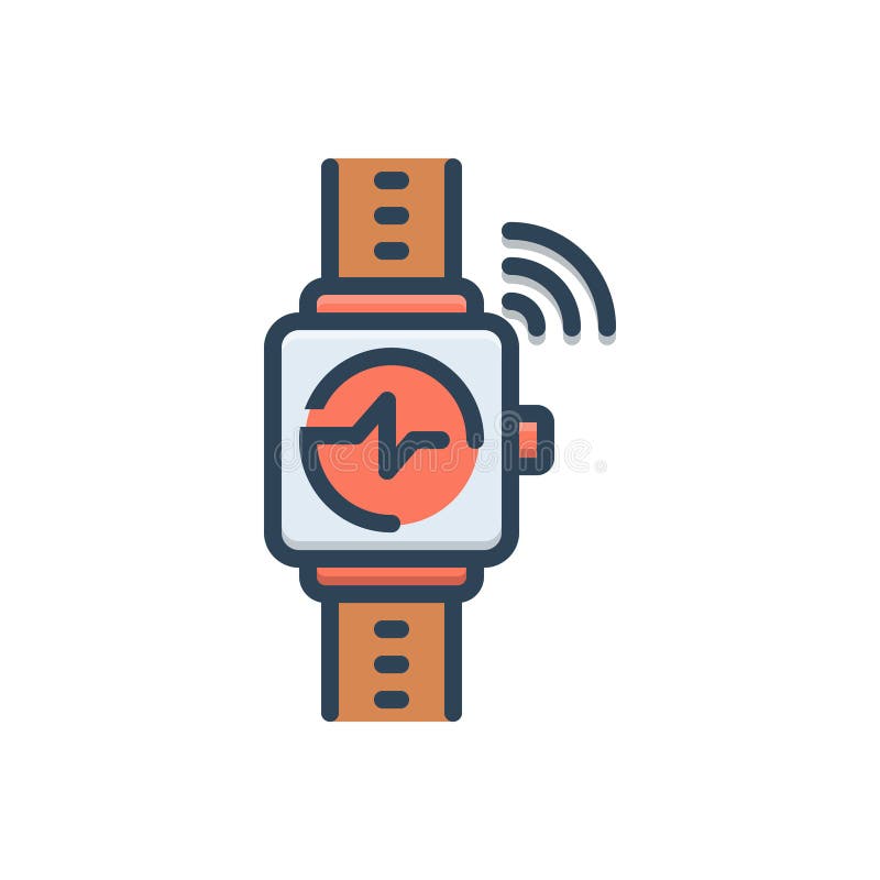 Color Illustration Icon for Wearable Tracker, Watch Wireless and ...