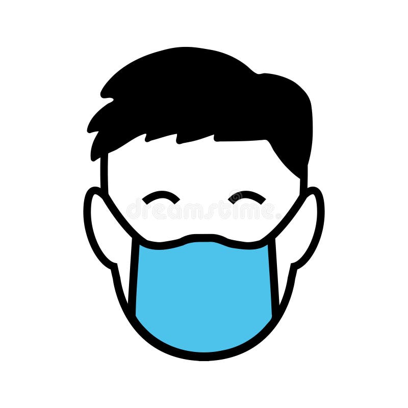 Wearing Face Mask - Vector Symbol Stock Vector - Illustration of viral ...