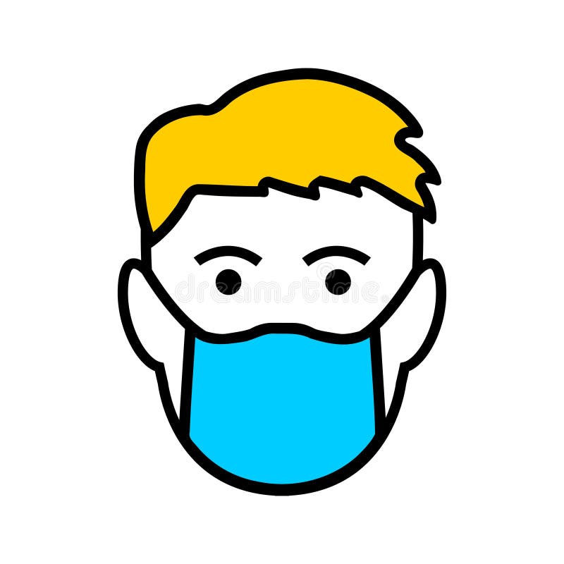 Wearing Face Mask - Vector Symbol Stock Vector - Illustration of hazard ...