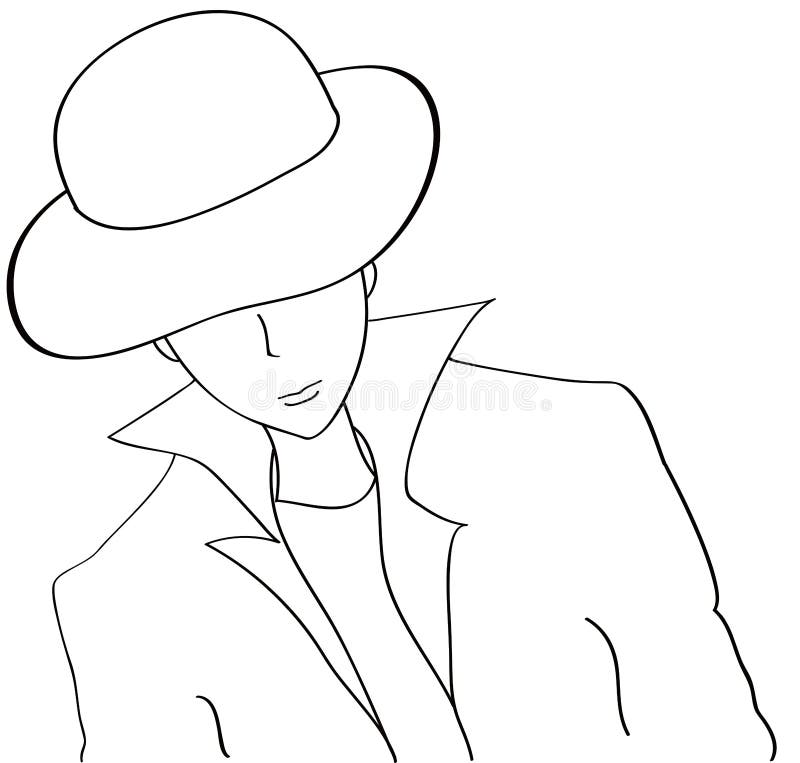 Wearing a hat man stock vector. Illustration of line - 24170228